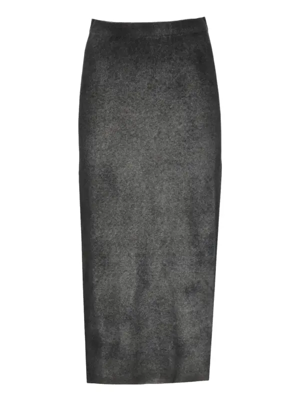 Avant Toi Melange Back-slit Midi Skirt - Black
