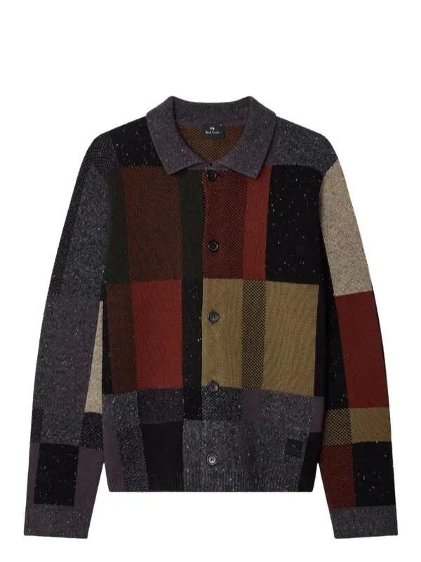 Paul Smith Pebbles Check Wool-blend Cardigan - Brown