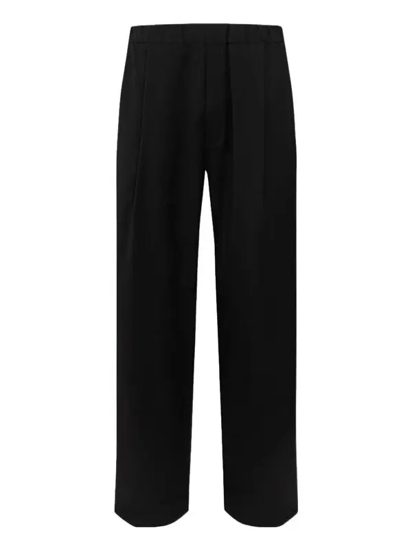 LANEUS Tapered Elastic-waist Pants - Black