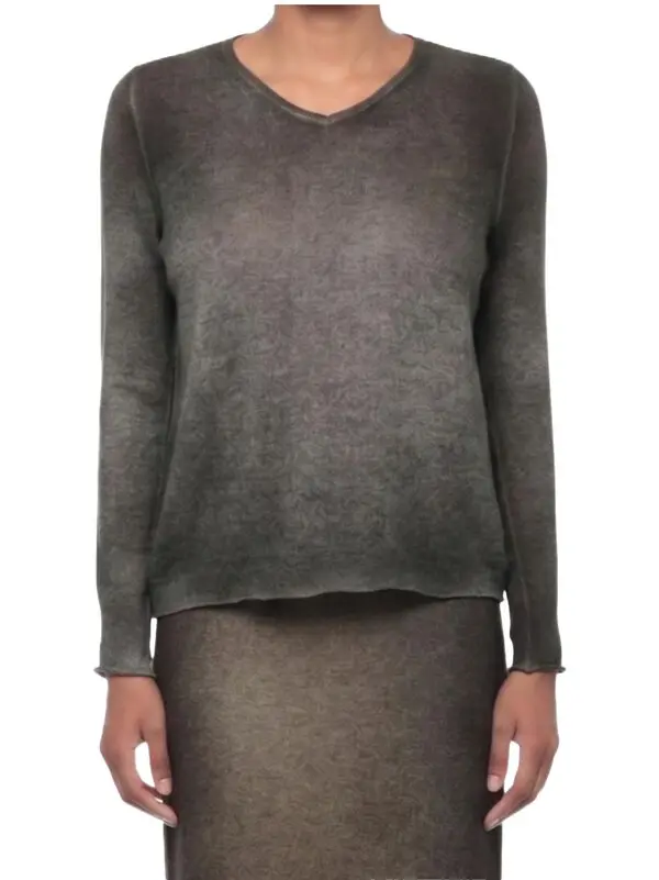 Avant Toi Raw-edge V-neck Knitted Sweater - Green
