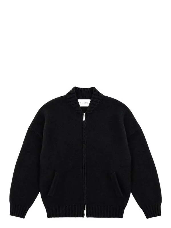 LANEUS Knit Zip-up Cardigan - Black