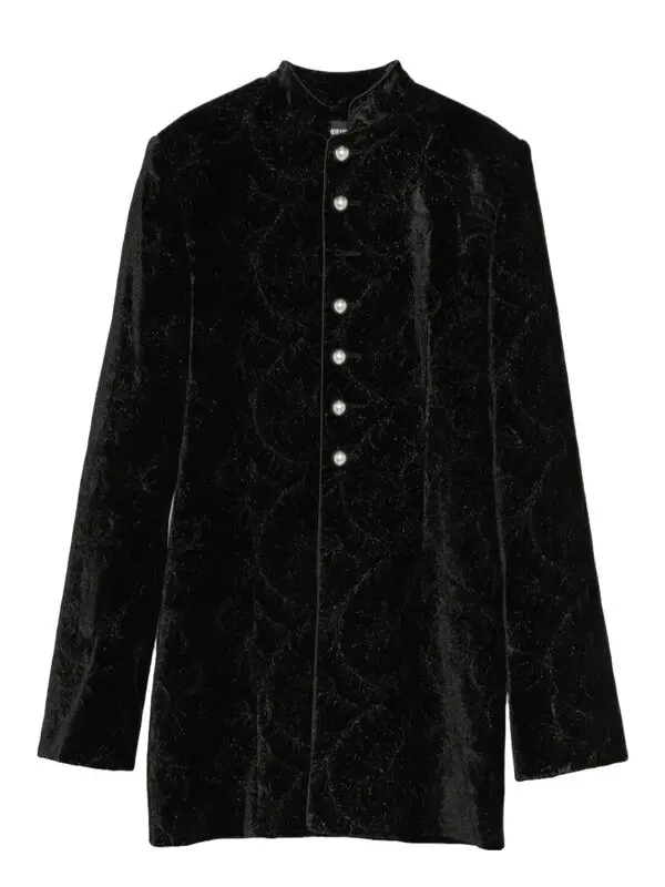 ANN DEMEULEMEESTER Jacquard-patterned Pearl-button Jacket - Black
