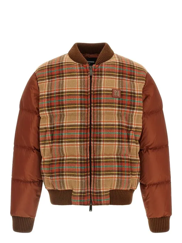 Dsquared2 Checked Puffer Down Jacket - Brown