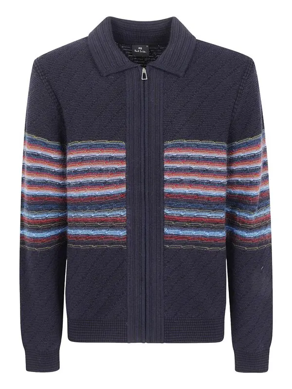 Paul Smith Graphic-print Zip-up Cardigan - Navy
