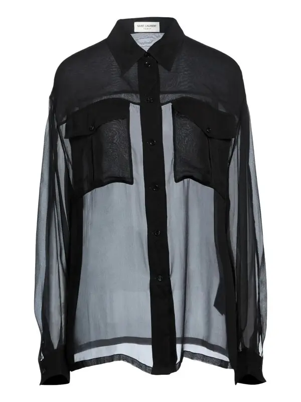 Saint Laurent Solidcolor Chiffon Shirt - Black