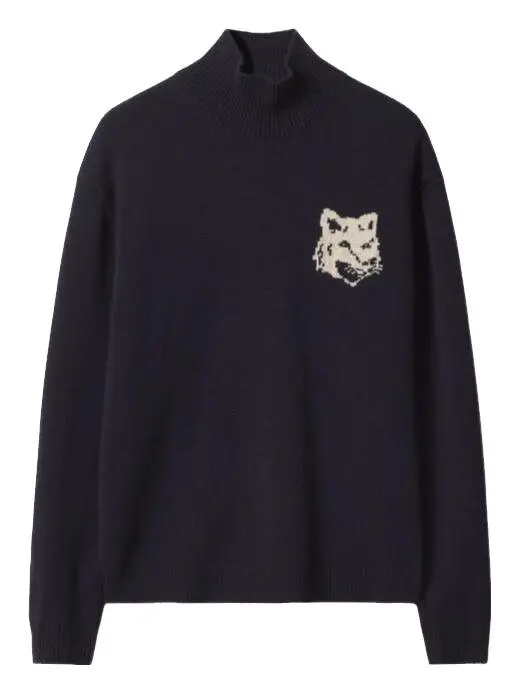 Maison Kitsuné Long-sleeve High-neck Top - Navy