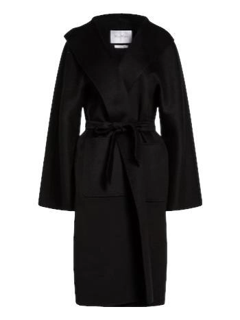 Max Mara Belted Long Coat - Black