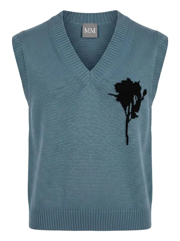 Max Mara Medium-thick Sleeveless V-neck Knitted Sweater - Blue