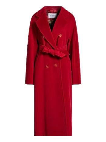 Max Mara Belted Long Coat - Red