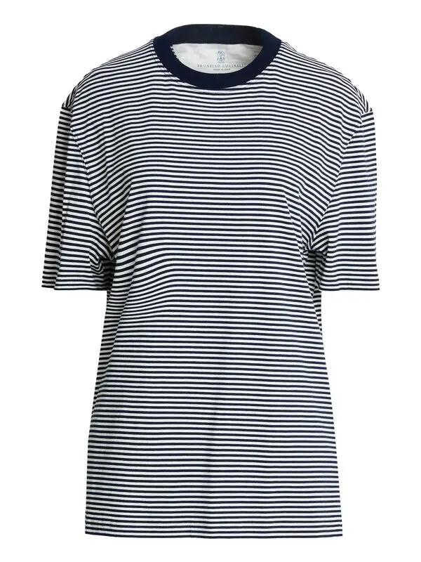 Brunello Cucinelli Striped Jersey Short Sleeve T-shirt - Blue