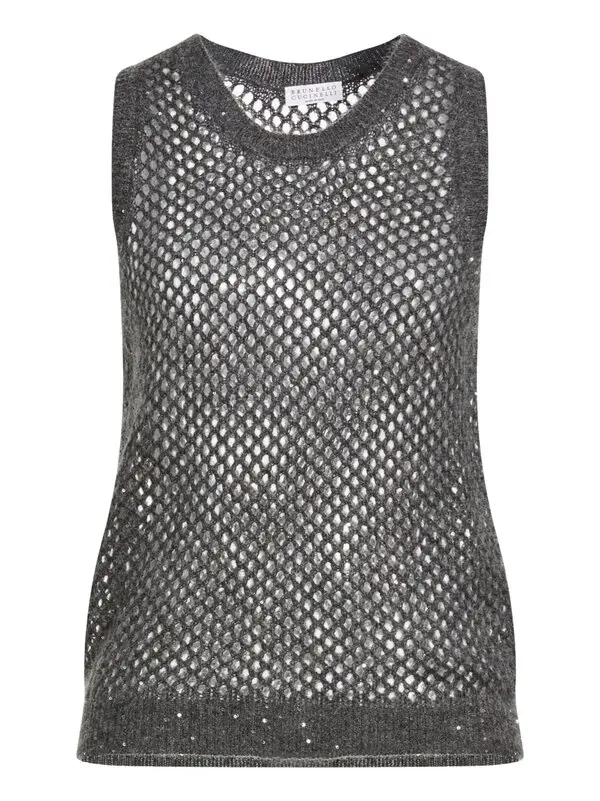 Brunello Cucinelli Sleeveless Solid-colored Knit Top - Grey