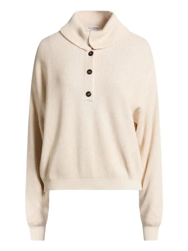 Brunello Cucinelli Solid-colored Medium-thickness Knit Top - Camel