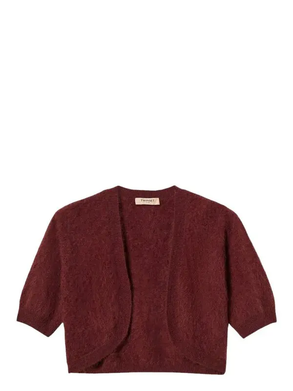 TWINSET Wool-blend Stockinette-stitch Shawl - Wine Red