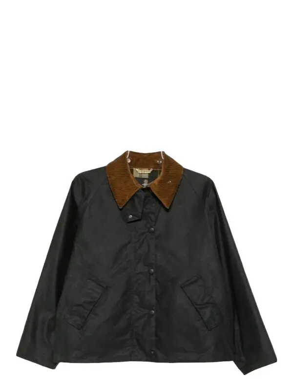 Barbour Corduroy Collar Waxed Jacket - Black