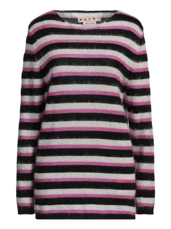 Marni Striped Knitted Top - Black