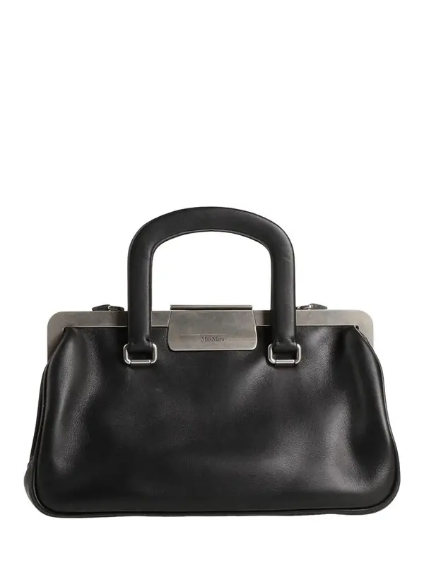 Max Mara Medium-sized Solid-color Leather Boston Bag - Black
