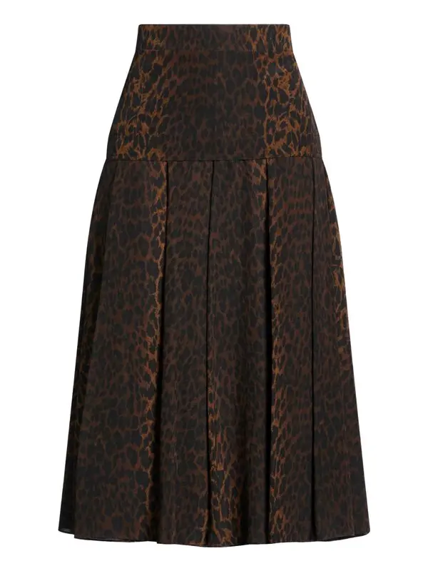 Balenciaga Leopard-print Pleated Skirt - Brown