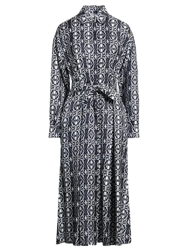 Max Mara Twotone Satin Longsleeve Dress - Black
