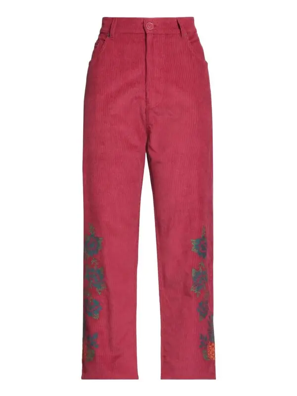 Farm Rio Plain Colour Casual Trousers - Red