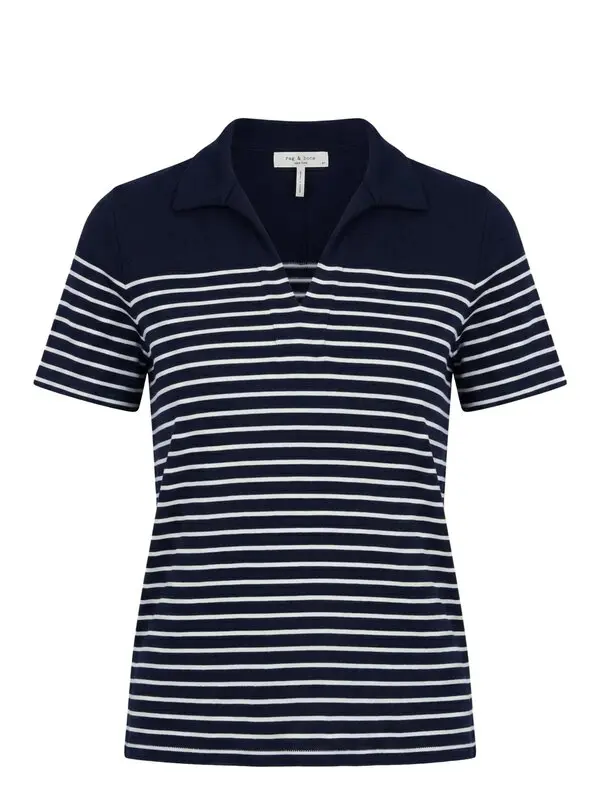 Rag & Bone Striped Knit Shortsleeve Top - Black