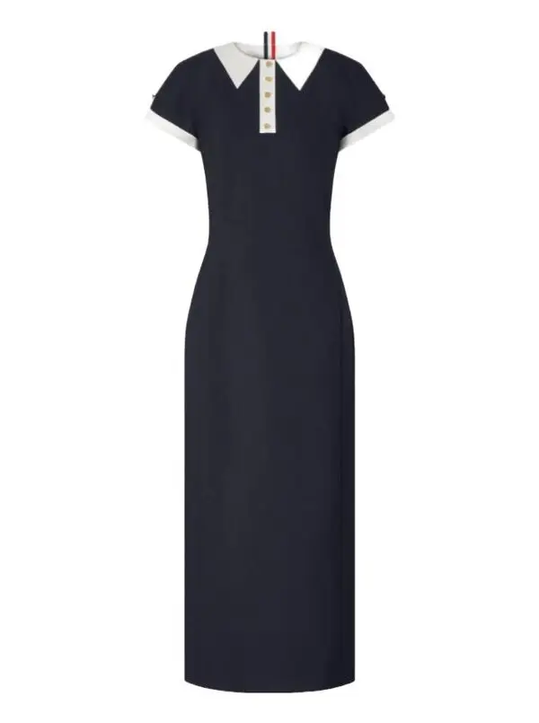 Thom Browne Hopsack Suiting Dress - Navy