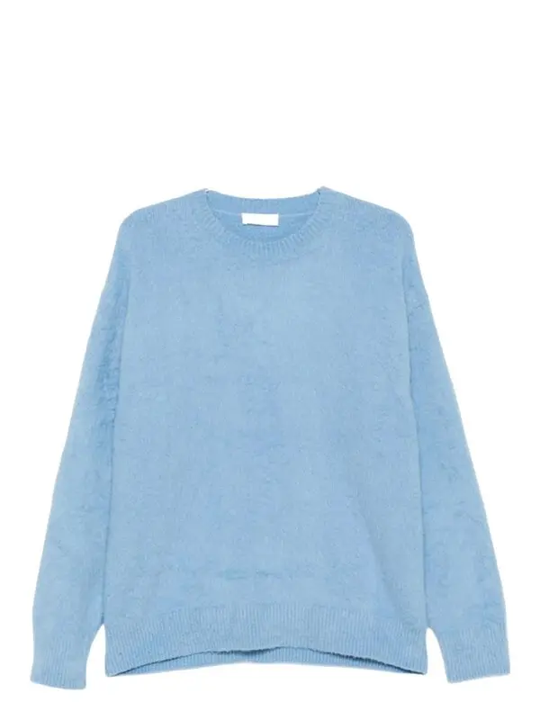ROBERTO COLLINA Oversized Crew Neck Knit Sweater - Blue