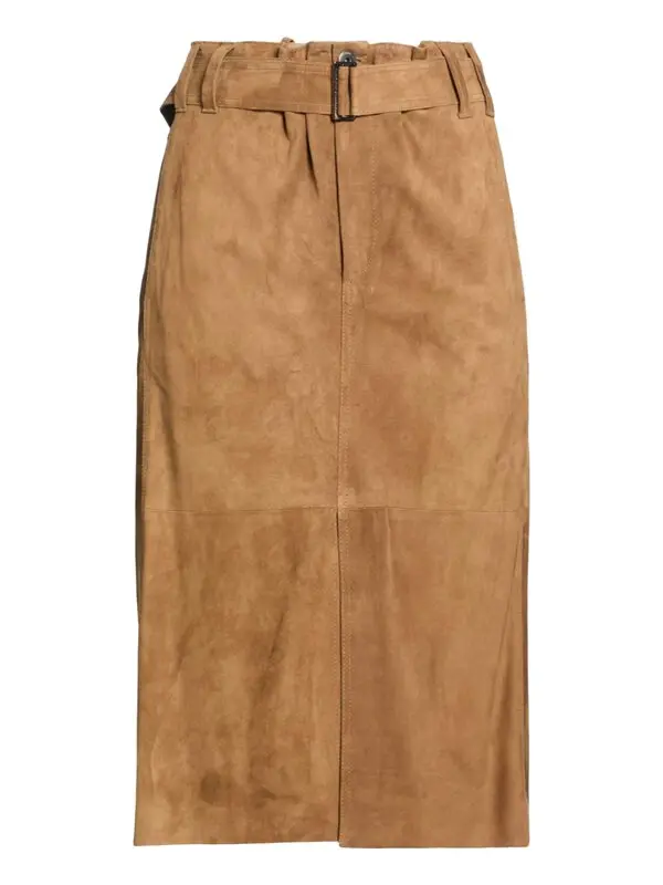 Brunello Cucinelli Straight-fit Suede Skirt - Brown