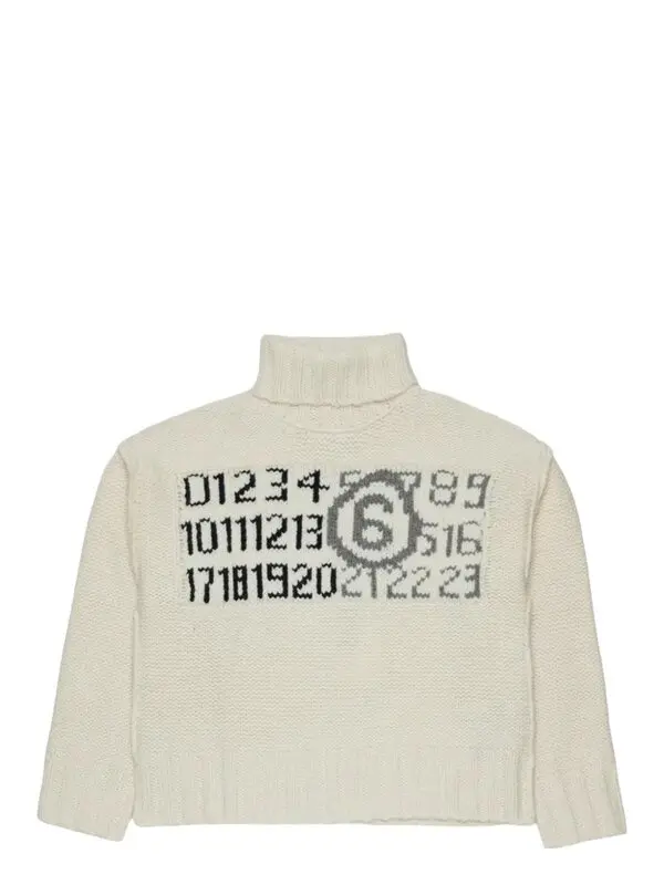 MAISON MARGIELA Numeric-logo Turtleneck Sweater - White