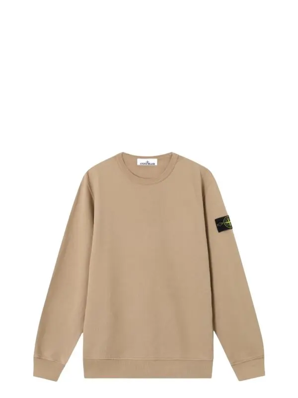 Stone Island Regular-fit Crewneck Sweatshirt With Ribbed Inserts - Biscuit