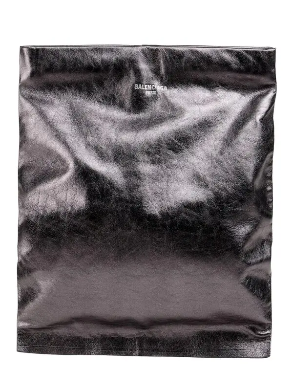 Balenciaga Metallic Leather Clutch - Grey