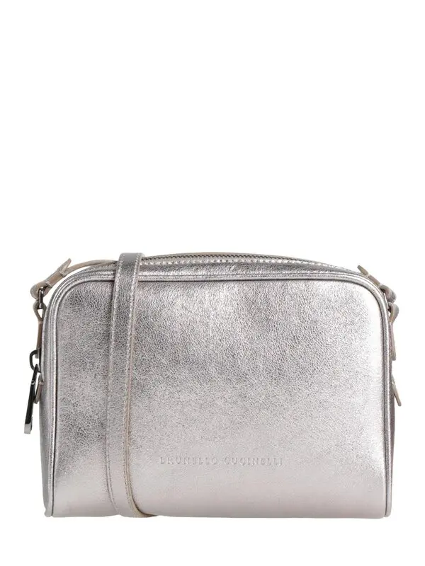 Brunello Cucinelli Metallic Leather Camera Bag - Silver