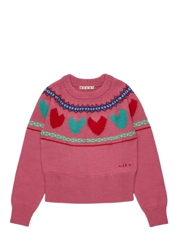 Marni Jacquard-heart Sweater - Pink