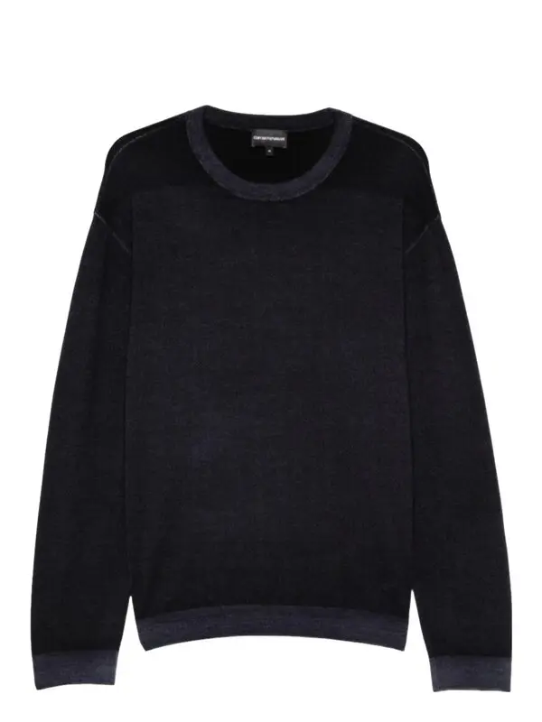 Emporio Armani Crew-neck Virgin-wool Sweater - Darknavy