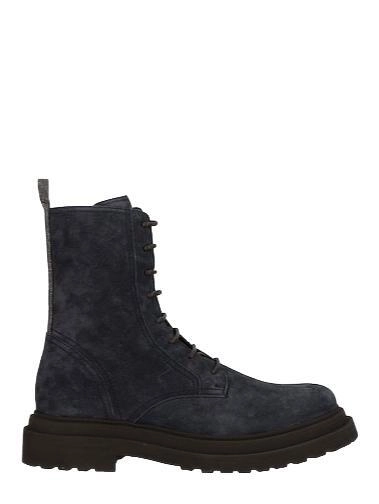 Brunello Cucinelli Roundtoe Laceup Ankle Boots - Blue