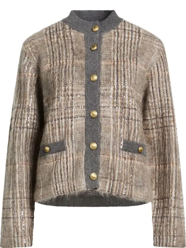 Brunello Cucinelli Plaid Jacquard Knitwear - Nude