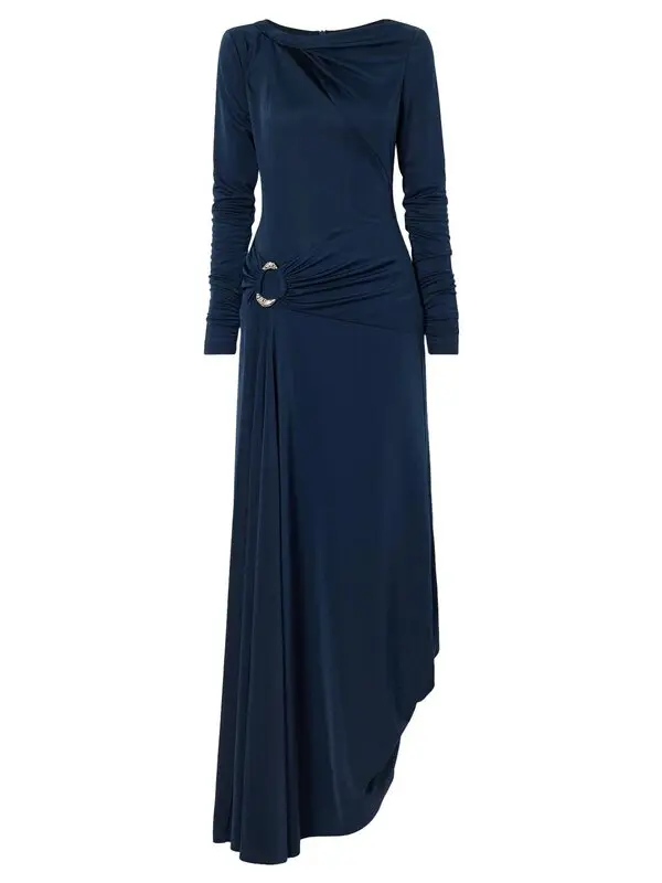 Rebecca Vallance Kiana Embellished Gathered Stretch Gown - Blue