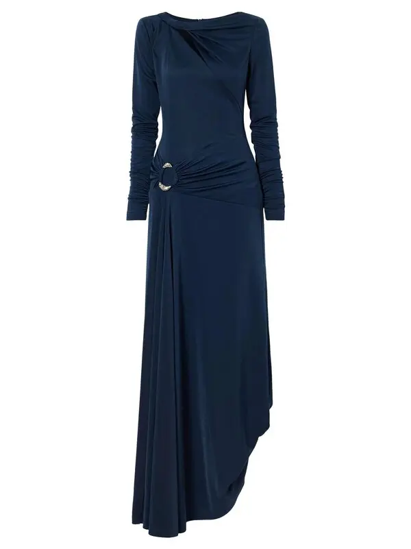 Rebecca Vallance Kiana Embellished Gathered Stretch Gown - Teal