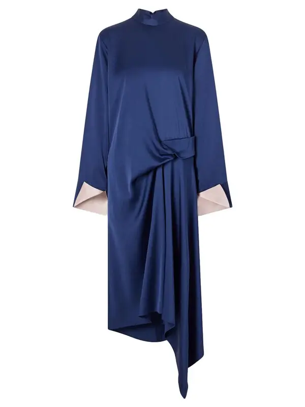 Stella McCartney Asymmetric Draped Satin Midi Dress - Blue