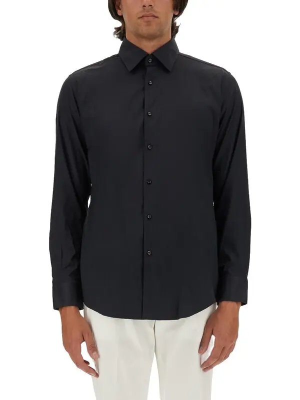 Hugo Boss Performance-stretch Twill Slim-fit Shirt - Black