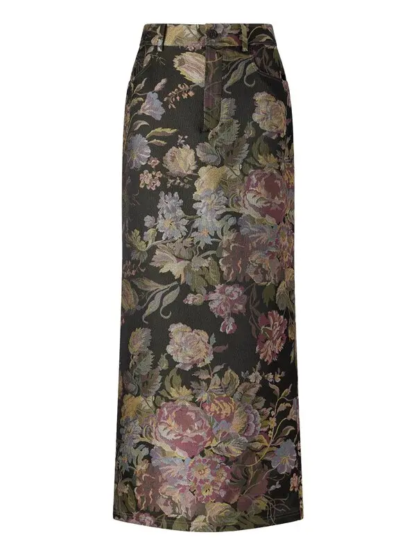 Ralph Lauren Fontaine Floral-print Silk-jacquard Maxi Skirt - Multi