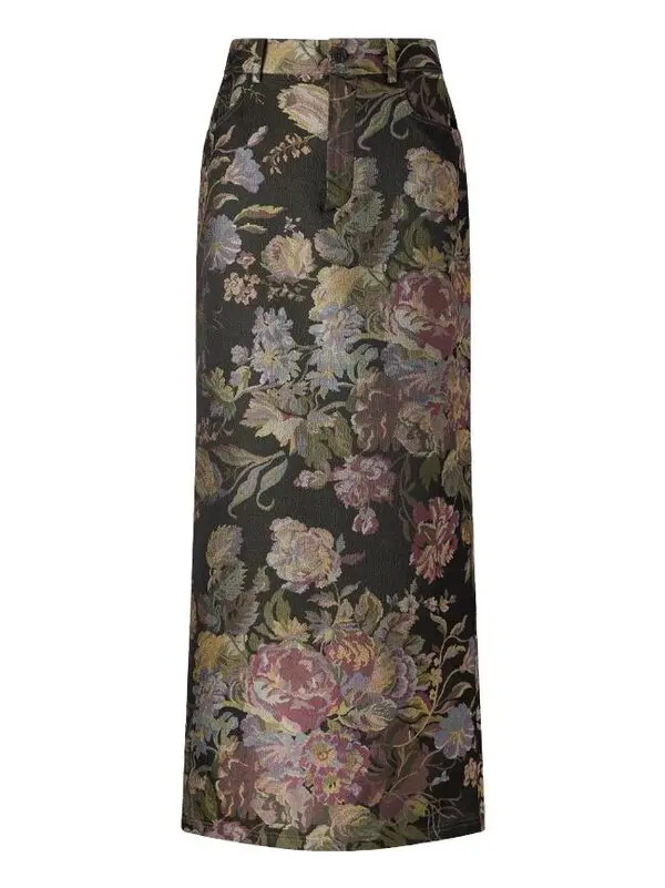 Ralph Lauren Fontaine Floral-print Silk-jacquard Maxi Skirt - Multi