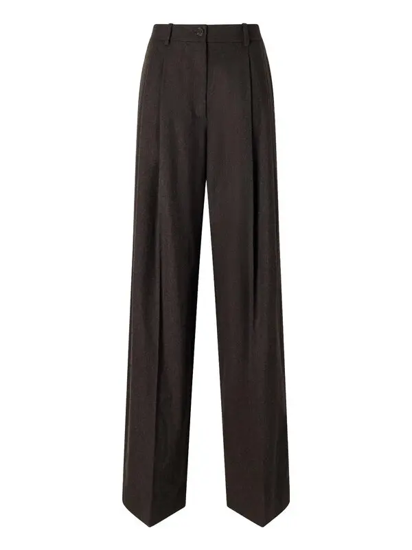 Ralph Lauren Clarice Pleated Wool Wide-leg Pants - Brown