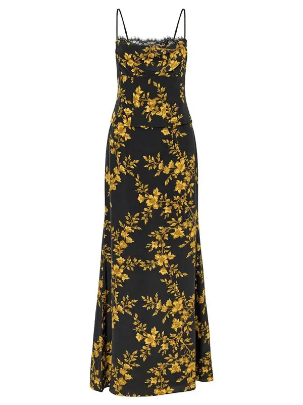 Rebecca Vallance Giled Floral Floral-print Silk-crepe De Chine Gown - Black