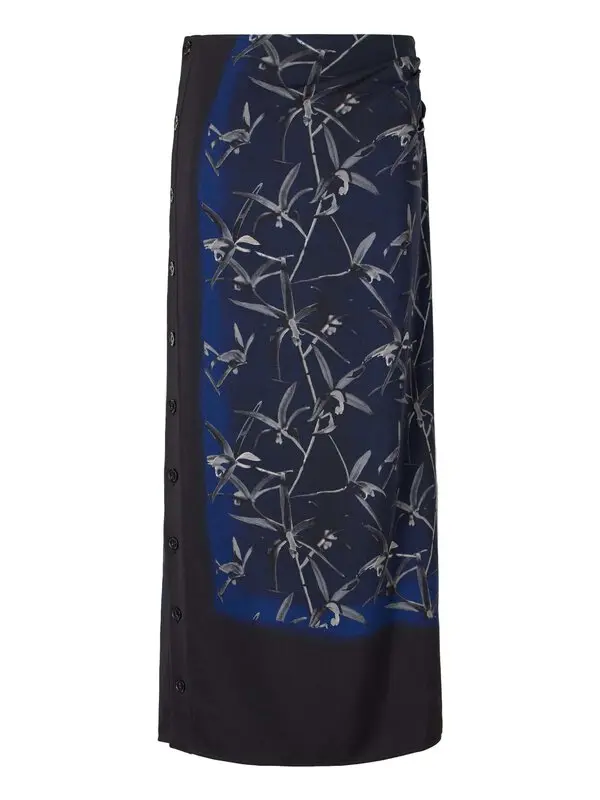 Proenza Schouler Anais Floral-print Button-detailed Gathered Stretch Skirt - Black