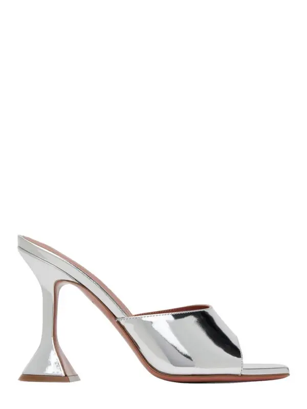 Amina Muaddi Lupita Logo High-heeled Sandals - Silver