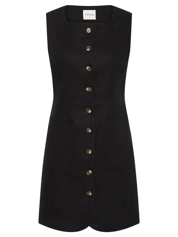 Posse Emma Button Down Mini Dress - Black