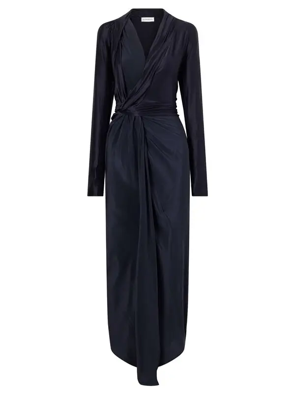 Victoria Beckham Lea Gathered Jersey Midi Dress - Navy