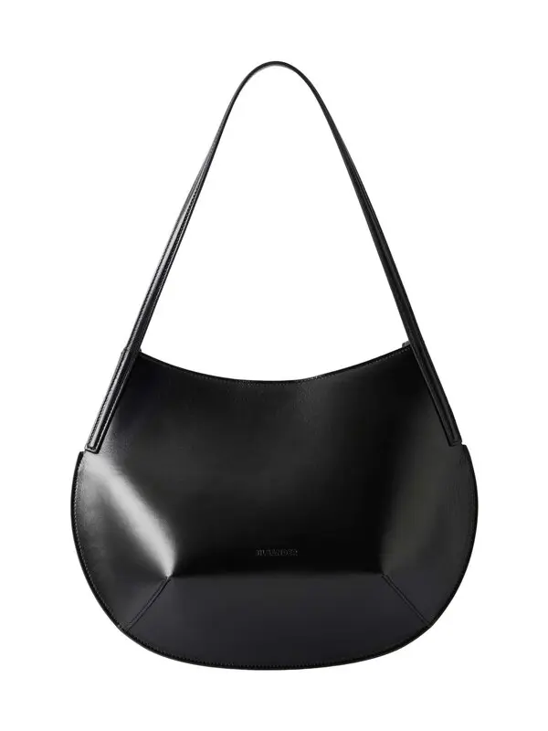 JIL SANDER Kante Leather Shoulder Bag - Black