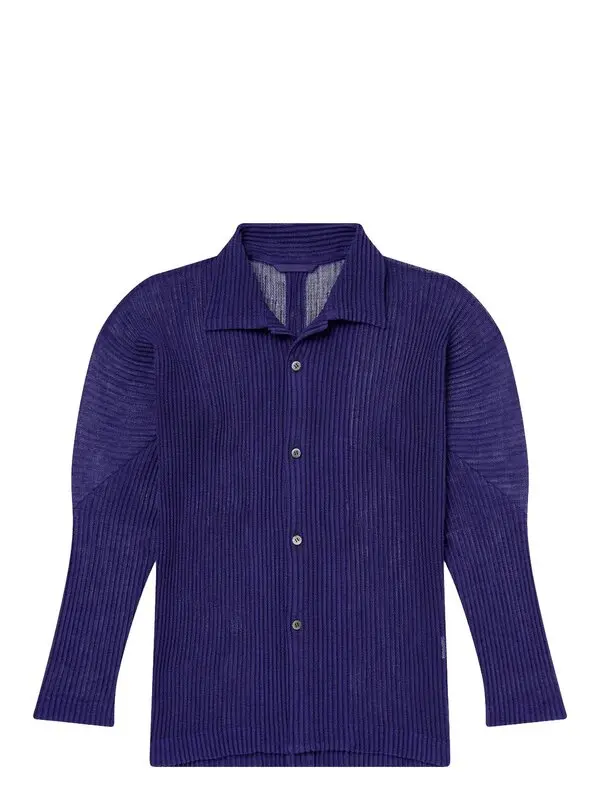 Issey Miyake Rustic Mesh Pleated Shirt - Purple