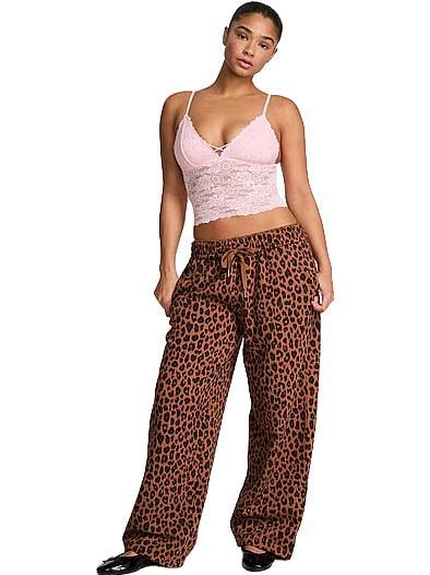 Pink Campus Fleece Adjustable-cinch Sweatpants - Print